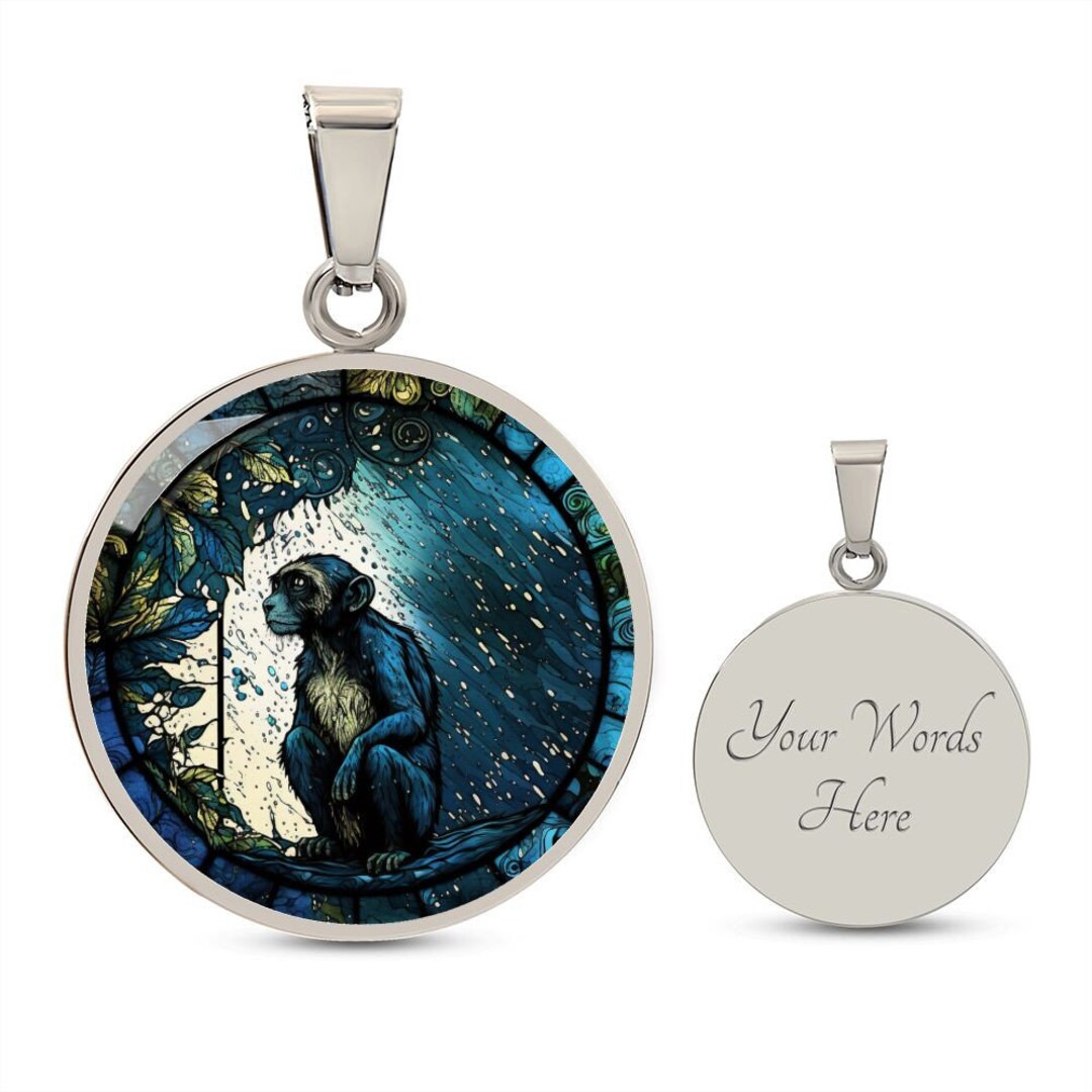 Monkey Necklace, Personalized Animal Jewelry, Engraved Chinese Zodiac ...