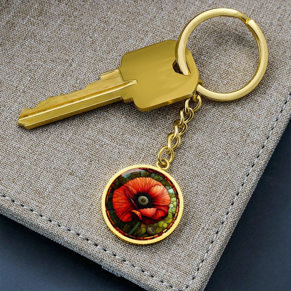 Birth Flower Poppy Keychain August Birth Flower Personalized - Etsy
