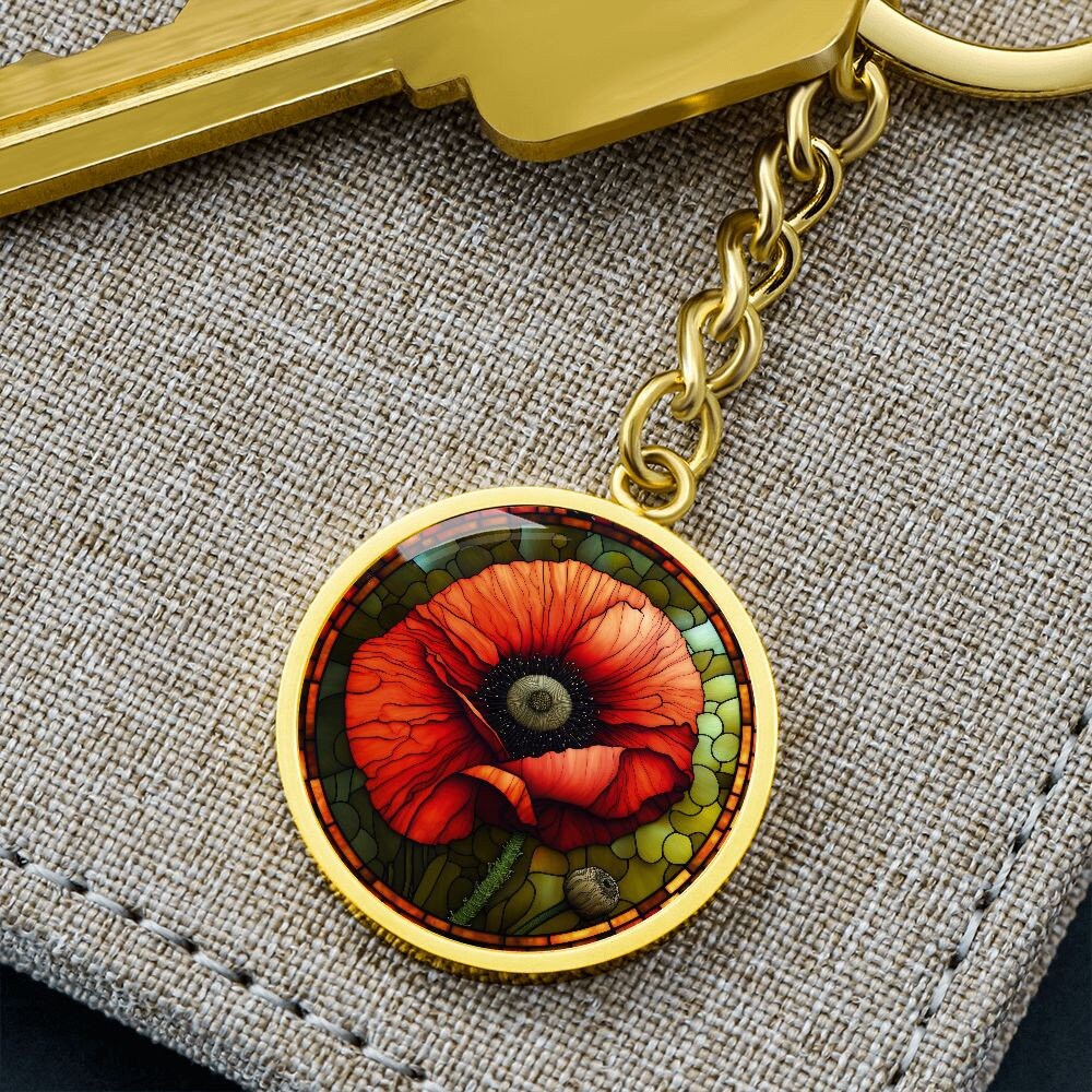 Birth Flower Poppy Keychain August Birth Flower Personalized - Etsy