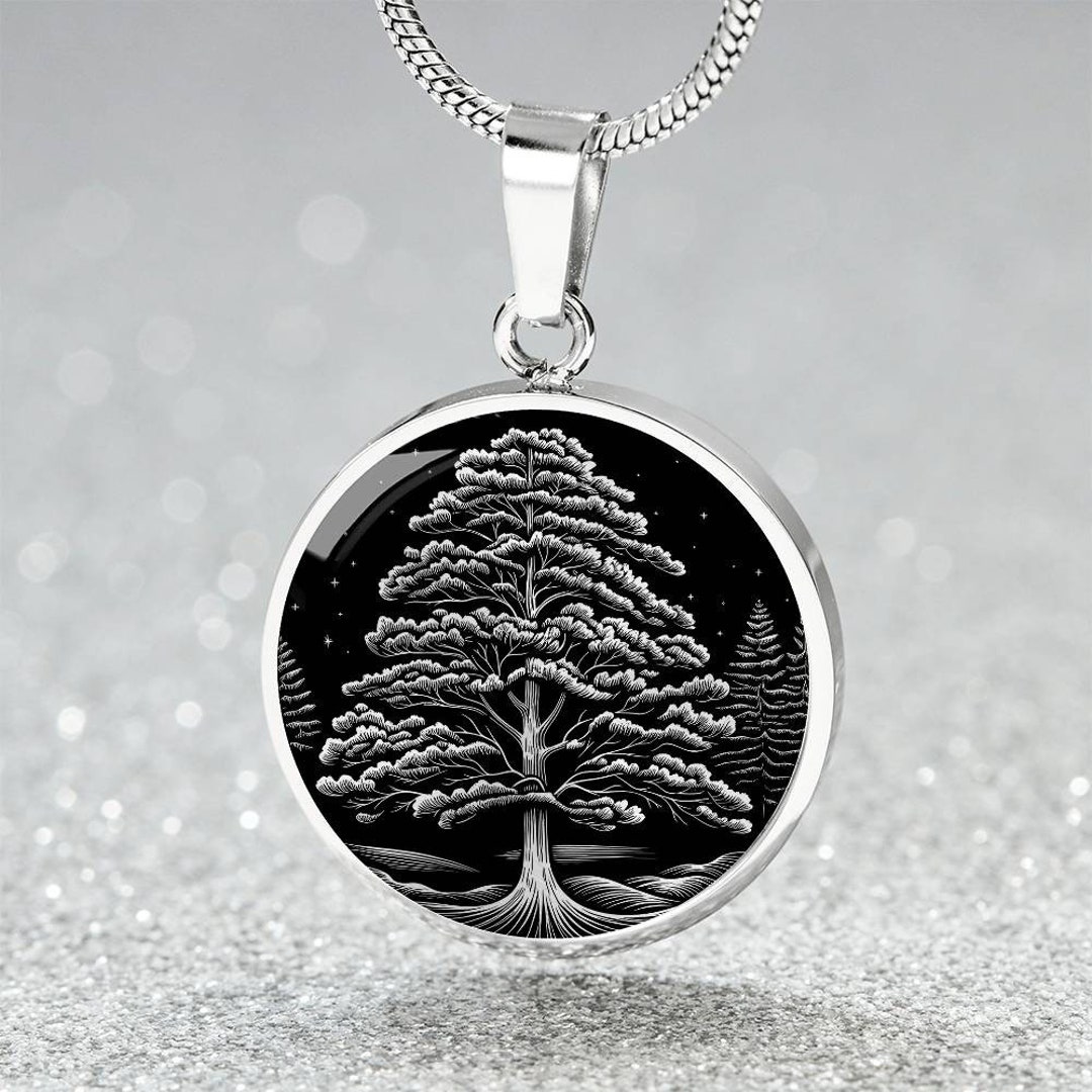 Pine Tree Necklace, Personalized Nature Jewelry, Engraved Forest Charm ...