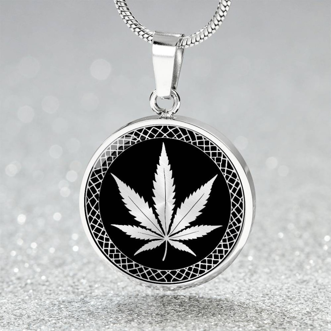 Marijuana Leaf Necklace, Personalized Hippie Jewelry, Engraved Cannabis ...