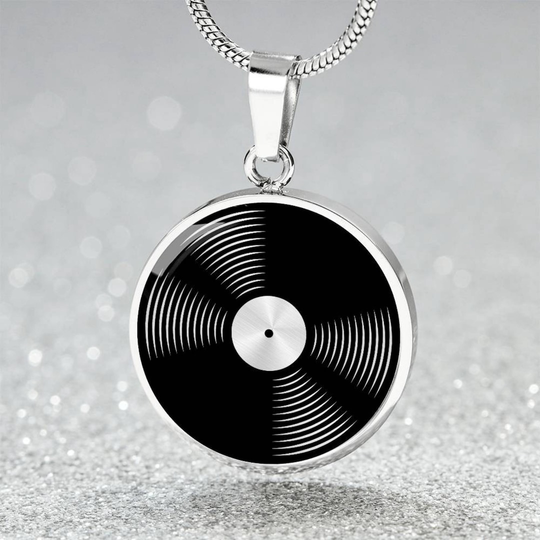 Custom Vinyl Record Necklace, Personalized Music Theme Jewelry, Gold ...