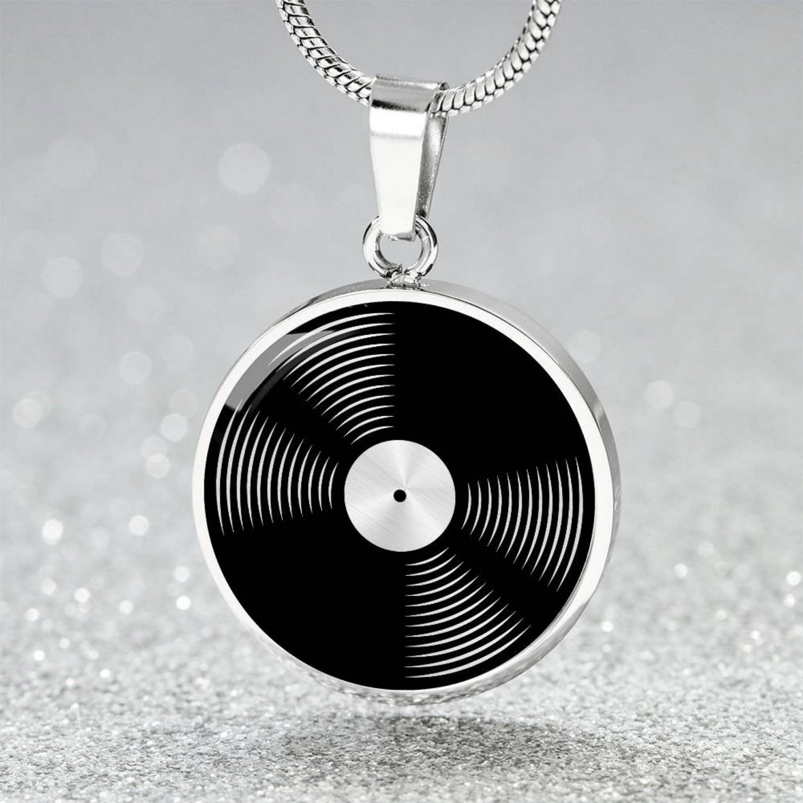 Custom Vinyl Record Necklace, Personalized Music Theme Jewelry, Gold ...