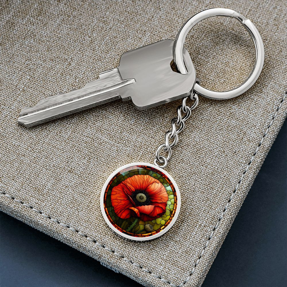 Birth Flower Poppy Keychain August Birth Flower Personalized - Etsy