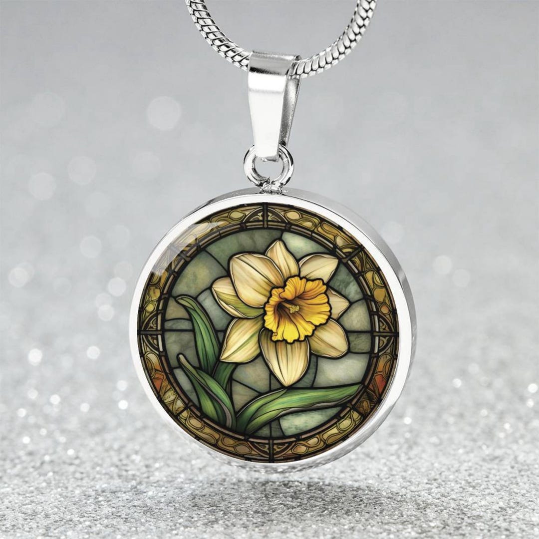Daffodil Necklace, Personalized March Birth Month Flower Jewelry ...