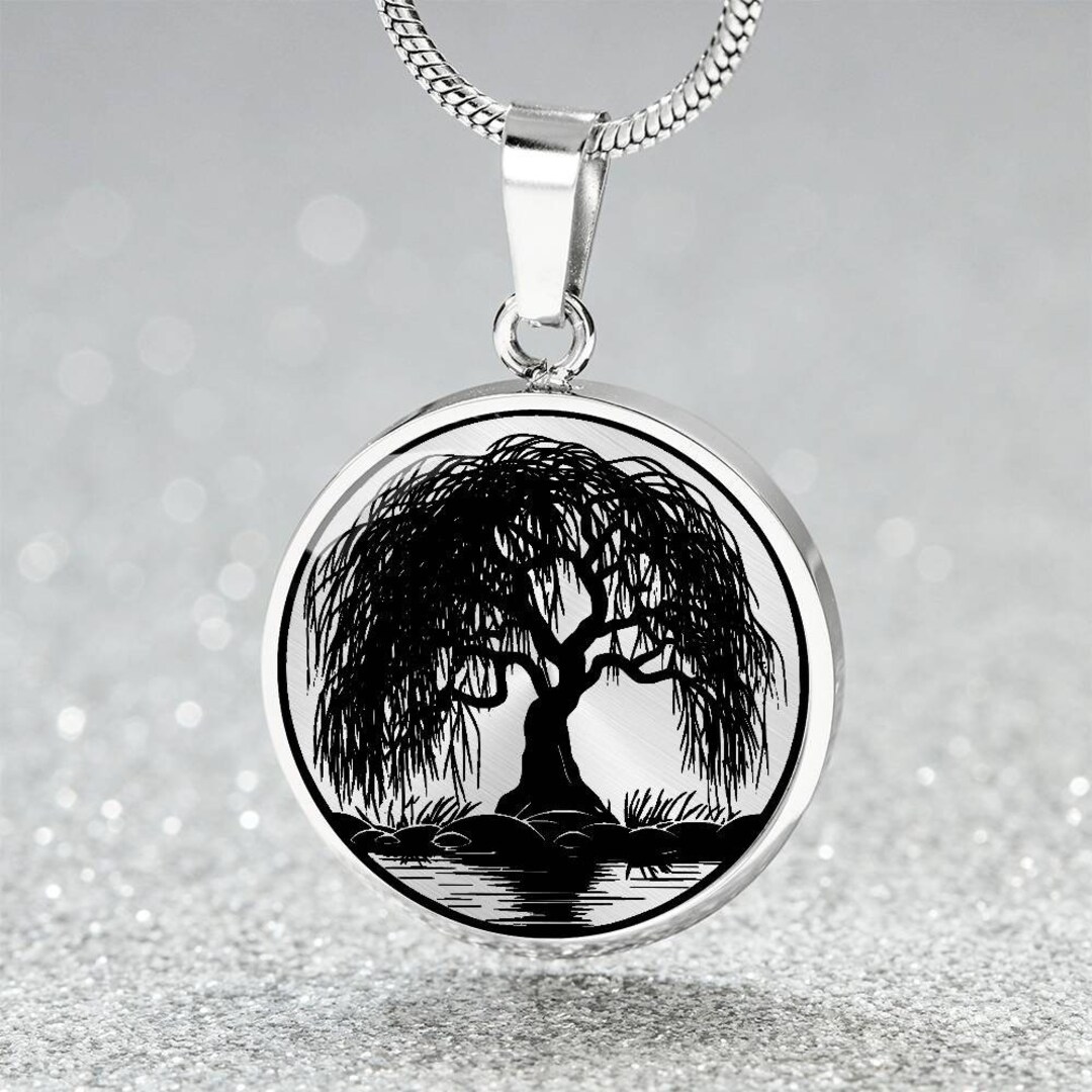 Weeping Willow Tree Necklace, Personalized Nature Jewelry, Engraved ...