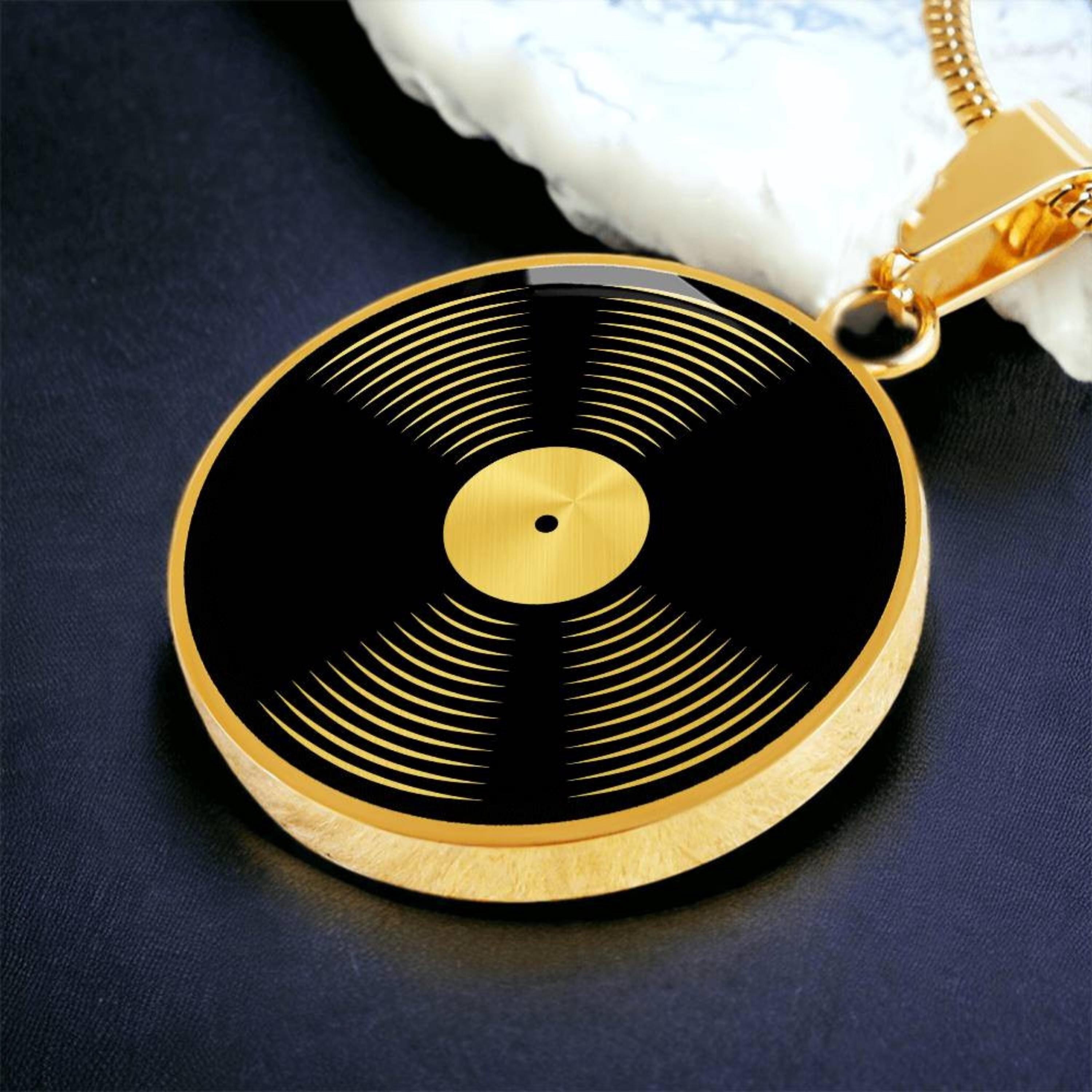 Custom Vinyl Record Necklace, Personalized Music Theme Jewelry, Gold ...