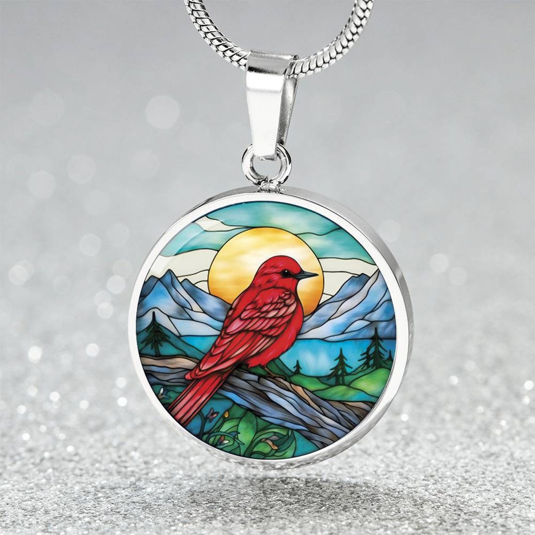 Personalized Red Bird Necklace, Engraved Nature Lover Bird Pendant ...