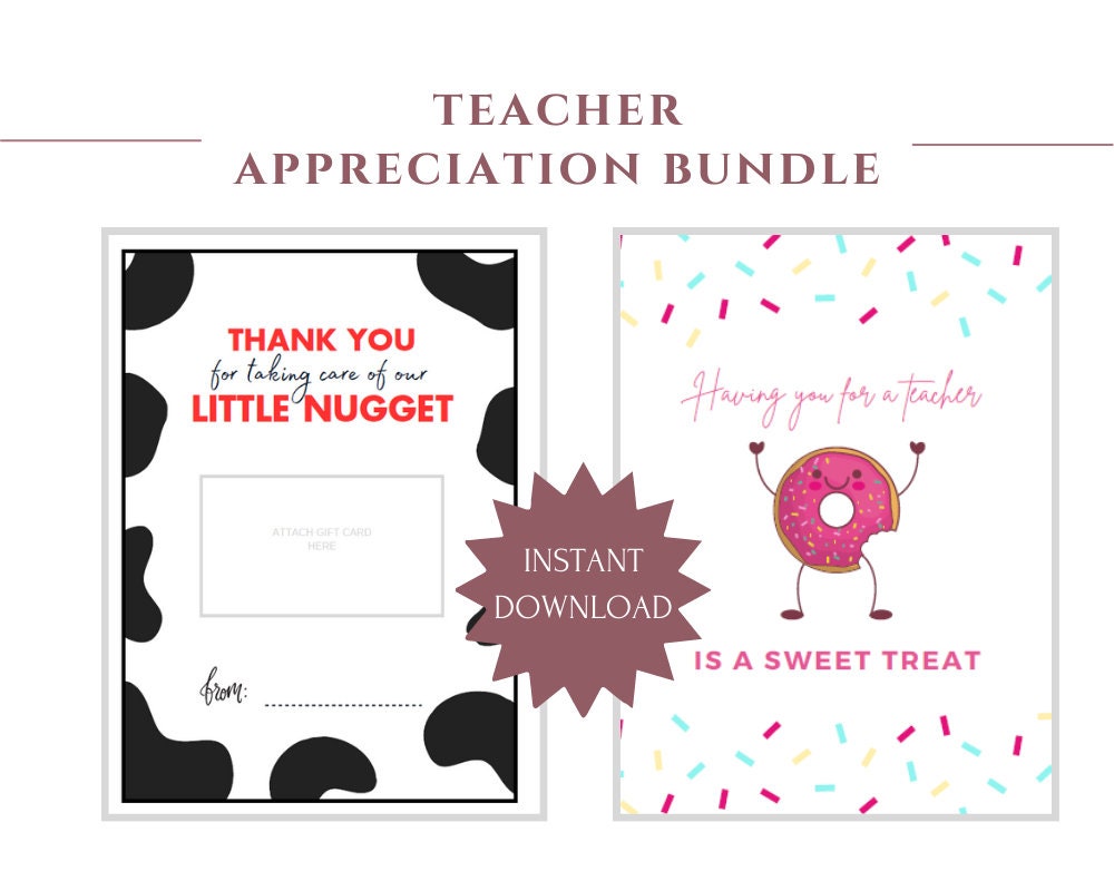 Chick Fil A and Donut Teacher Appreciation Gift Card Holders, Teacher ...