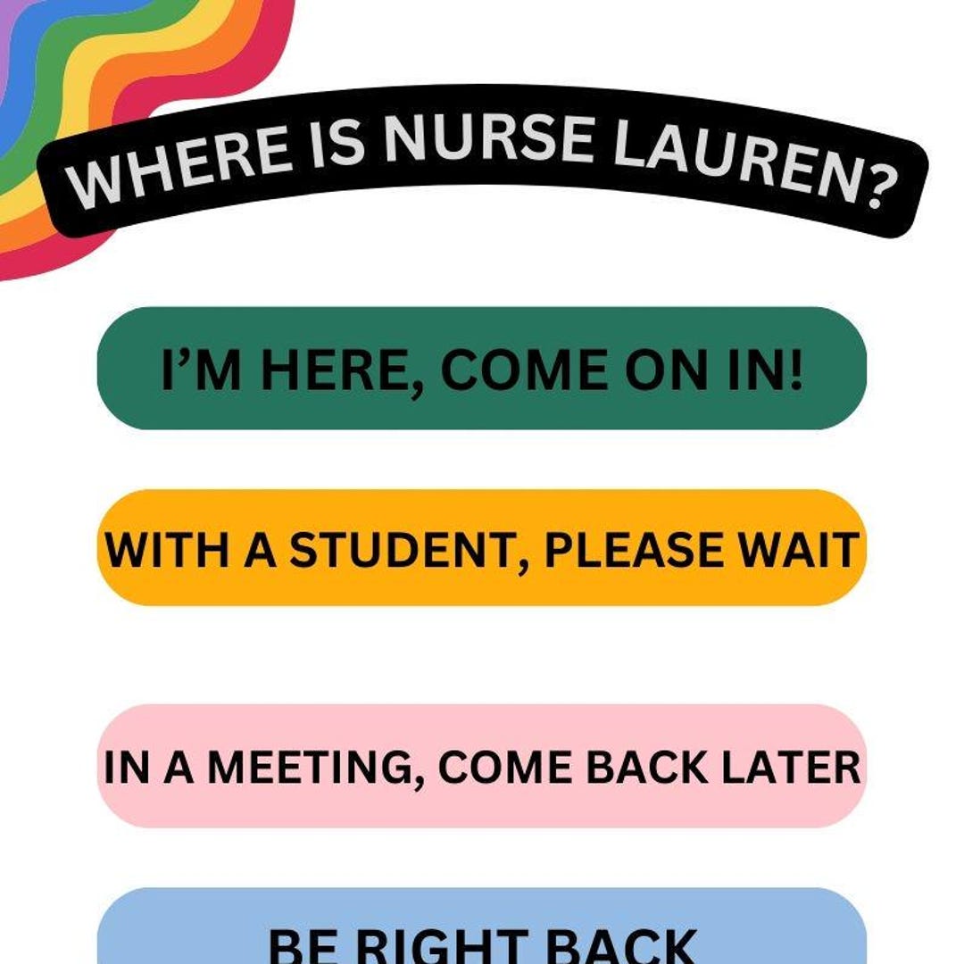 Editable School Nurse Door Sign | Location Tracker, Canva Template ...