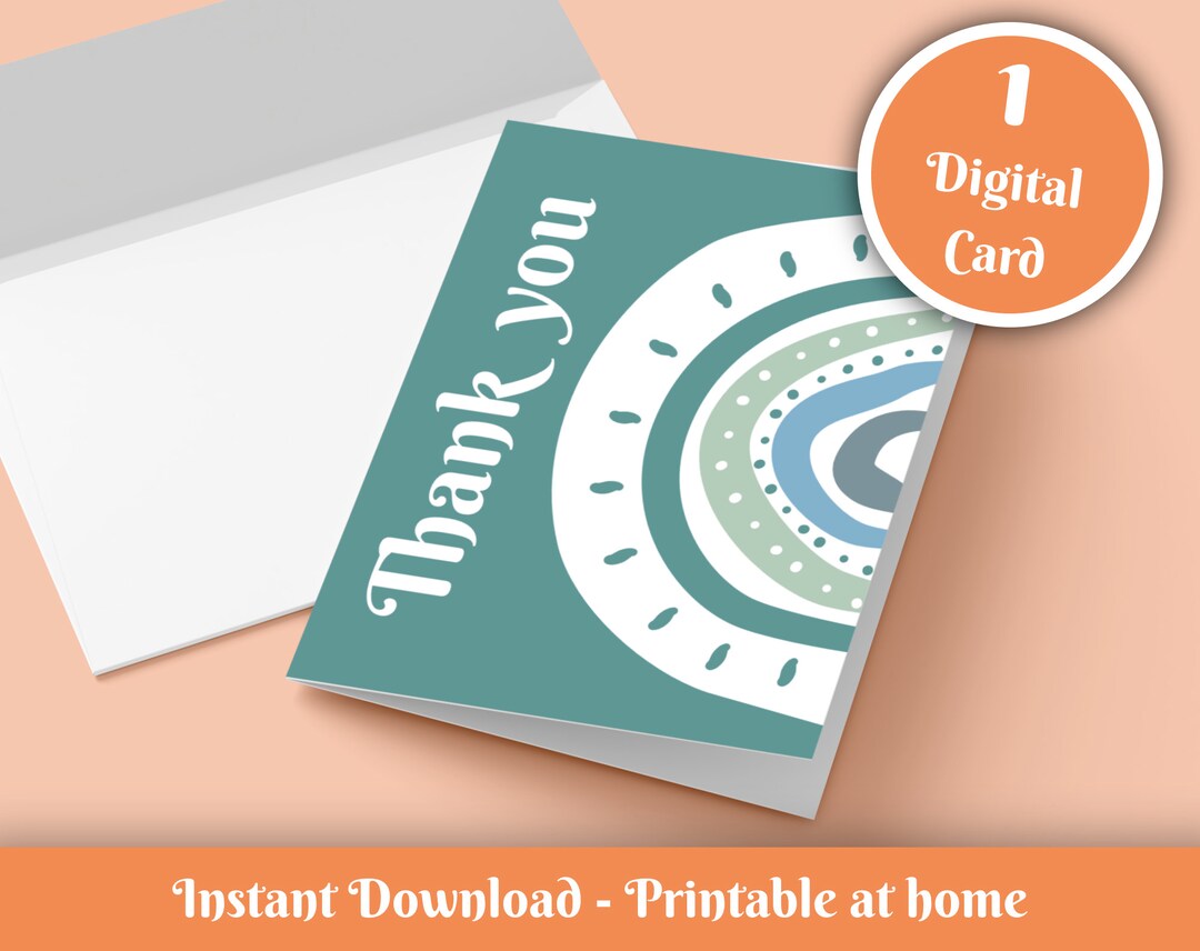 Boho Rainbow "thank You" Digital Card - Printable A2 Card - Etsy