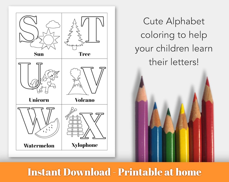 Printable Alphabet Coloring Sheets for Kids - Etsy