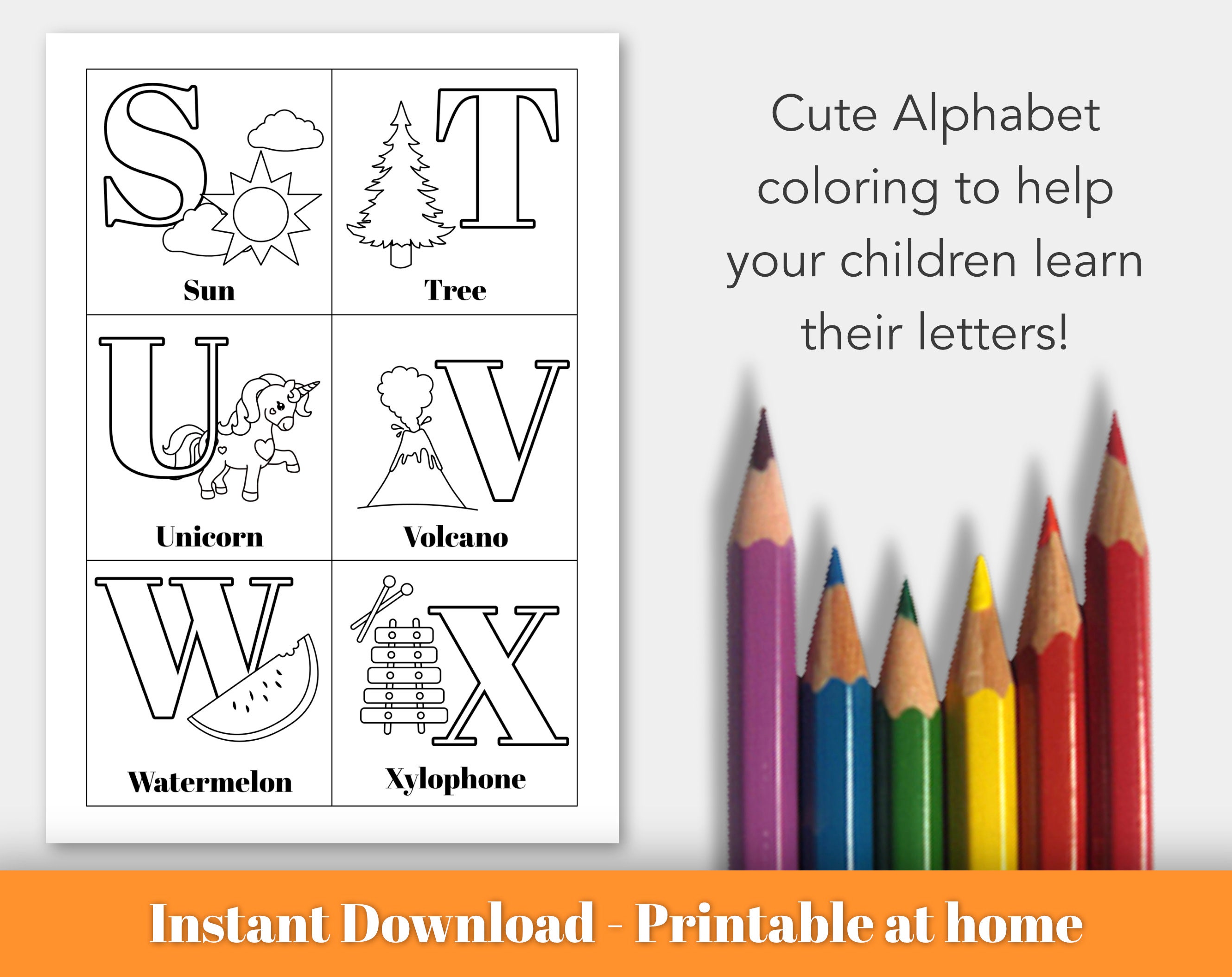 Printable Alphabet Coloring Sheets for Kids - Etsy