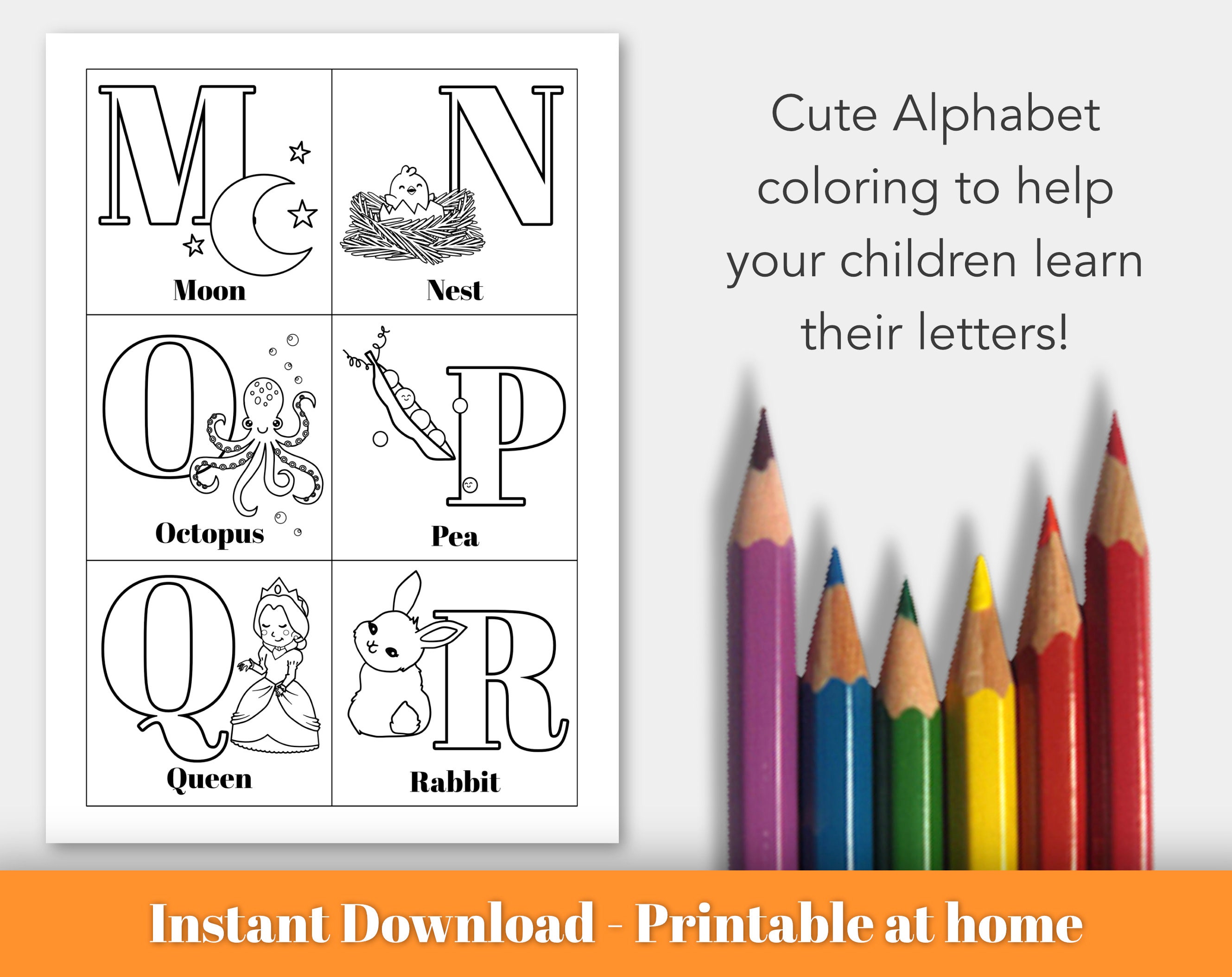 Printable Alphabet Coloring Sheets for Kids - Etsy