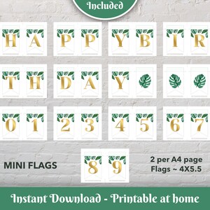 HAPPY BIRTHDAY Printable Banner | Tropical Leaf and Gold | Digital ...