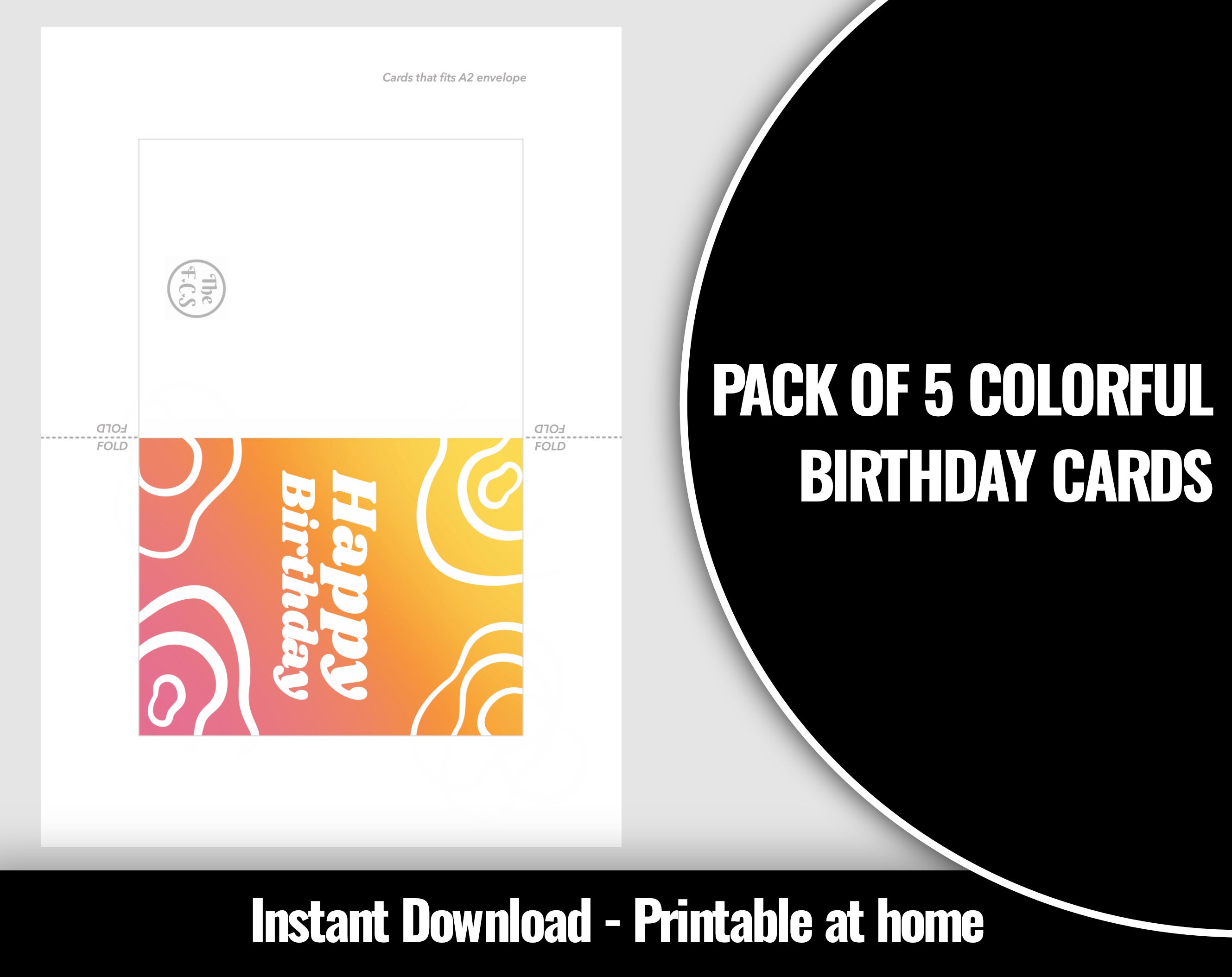 Colorful Birthday Cards to Download and Print at Home Pack of 5 - Etsy