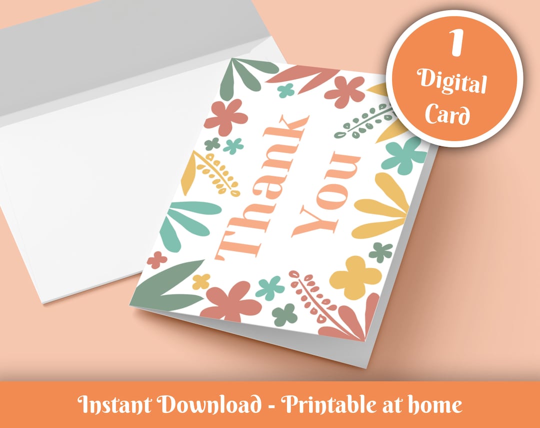 Printable "thank You" Card | Digital Download | Greeting Card | Boho ...