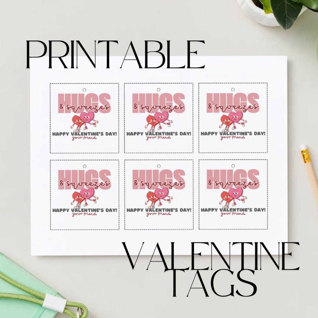 Printable Happy Valentines Day Gift Tag, Valentines Day Tag, Pouch ...