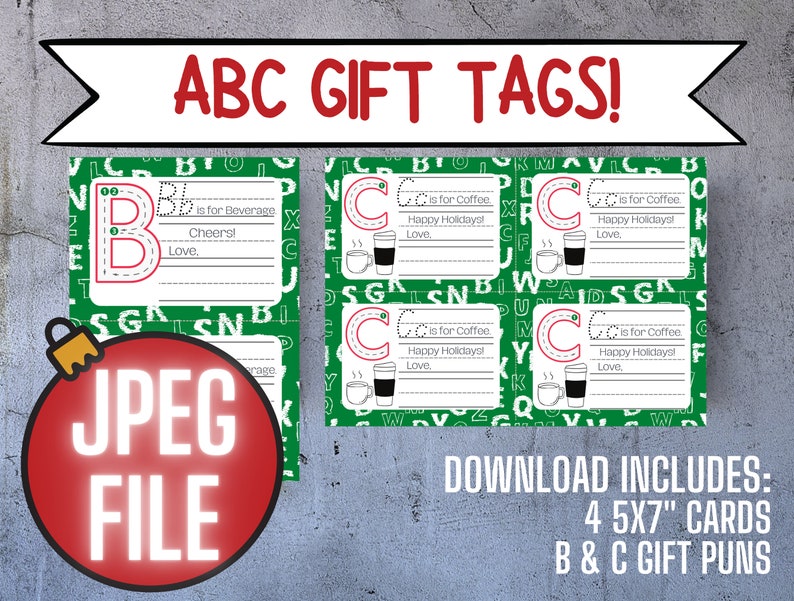 ABC Gift Tags Digital Download Perfect Teacher Gift - Etsy
