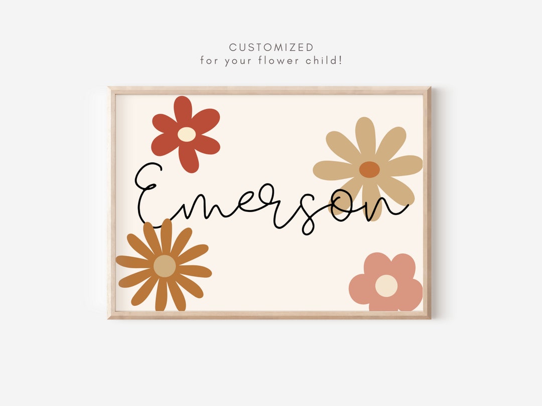Flower Themed Name Sign, Flower Child, Modern Neutral Girl Room ...