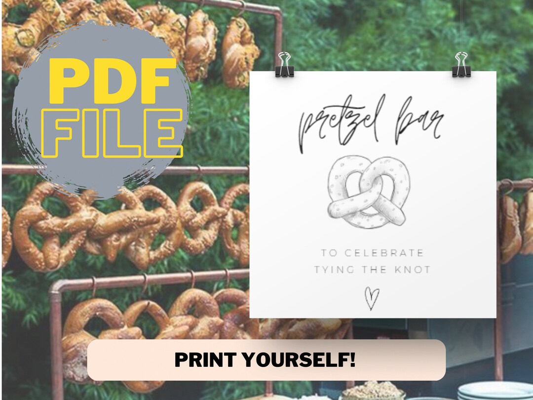 Minimalist Pretzel Wedding Signs- Pretzel Bar - Wedding Art - Modern ...