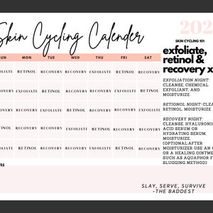 Printable Skin Cycling Calendar - Etsy