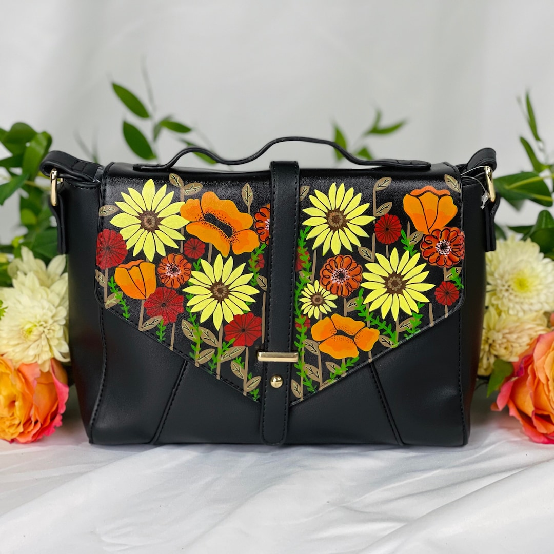Floral Garden Purse Floral Purse Hand Painted Purse Custom Painted ...