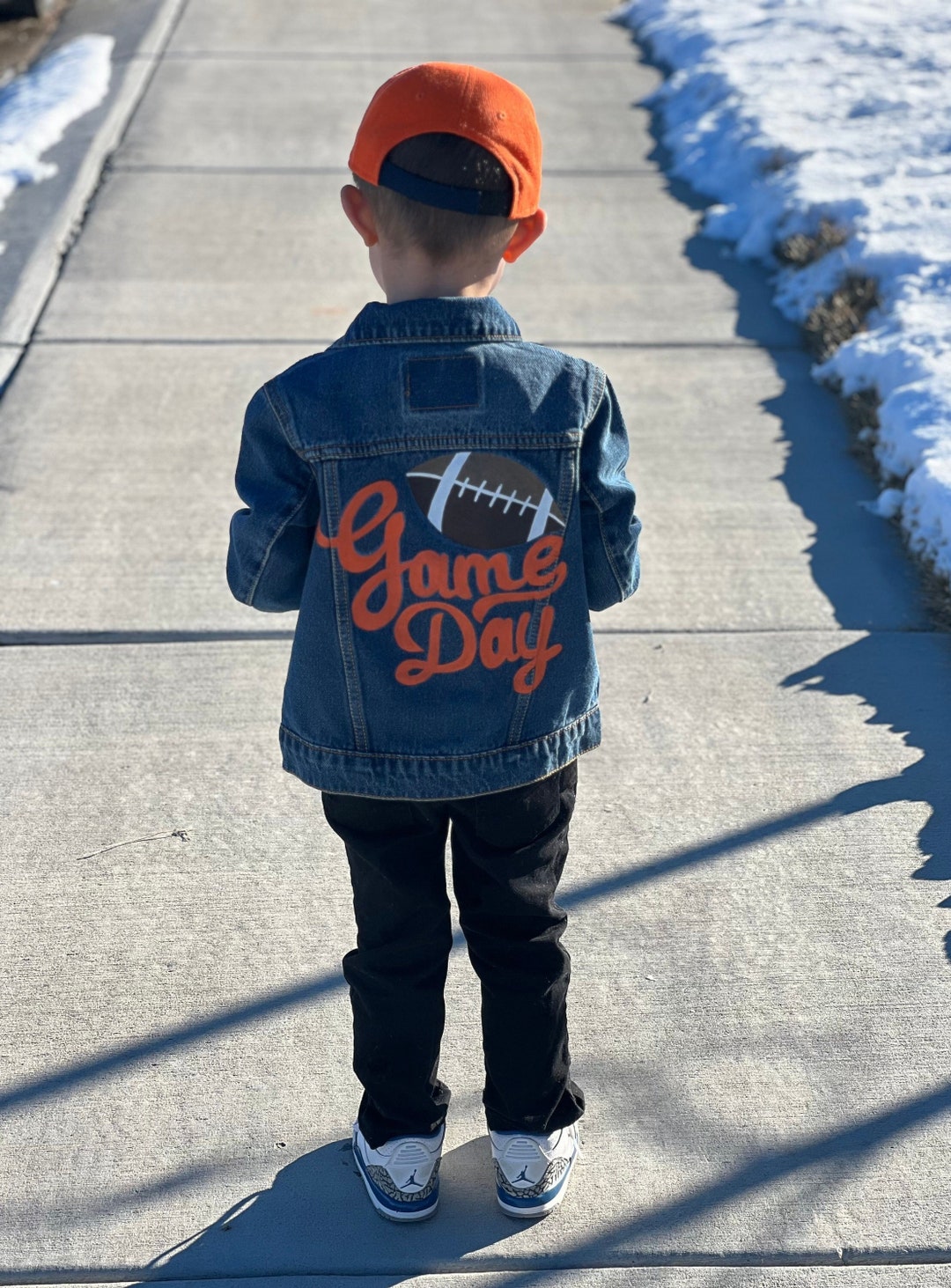 Custom Painted Kids Denim Jacket: Game Day Football - Etsy