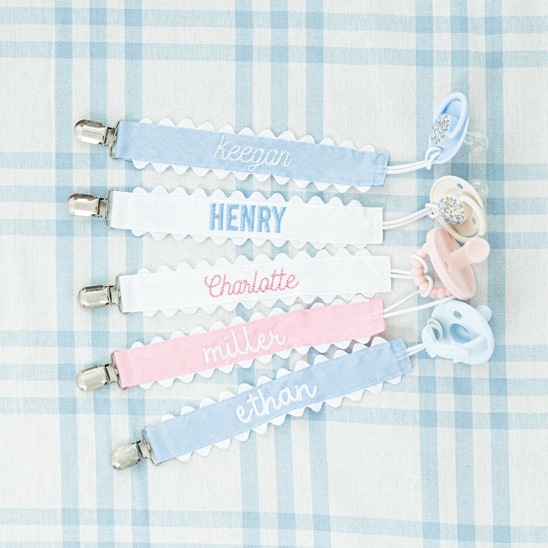 Pacifier Clips // Paci Clip, Monogram Pacifier Clip, Pacifier Holder ...
