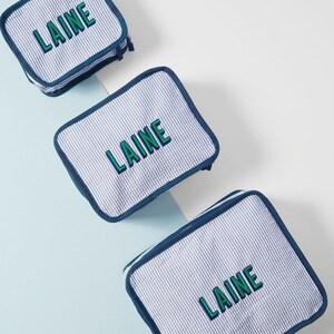 Seersucker Packing Cubes (set of 3) // Personalized Stacking Set ...