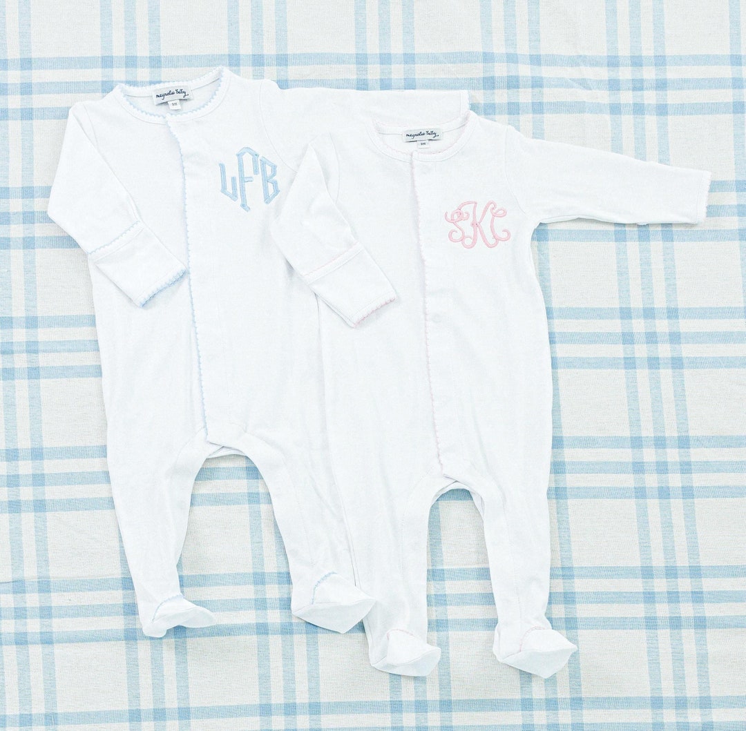 Long Sleeve Picot Trim Footie // Baby Shower Gift, Footie Romper ...