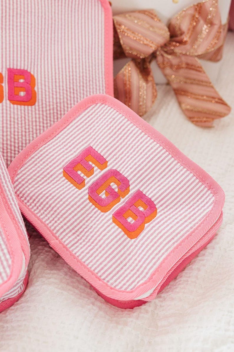 Seersucker Packing Cubes (set of 3) // Personalized Stacking Set ...