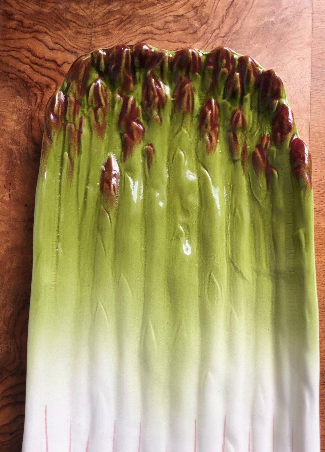 Pair Large Majolica Ceramic Asparagus Serving Platters, Vintage Mancer ...