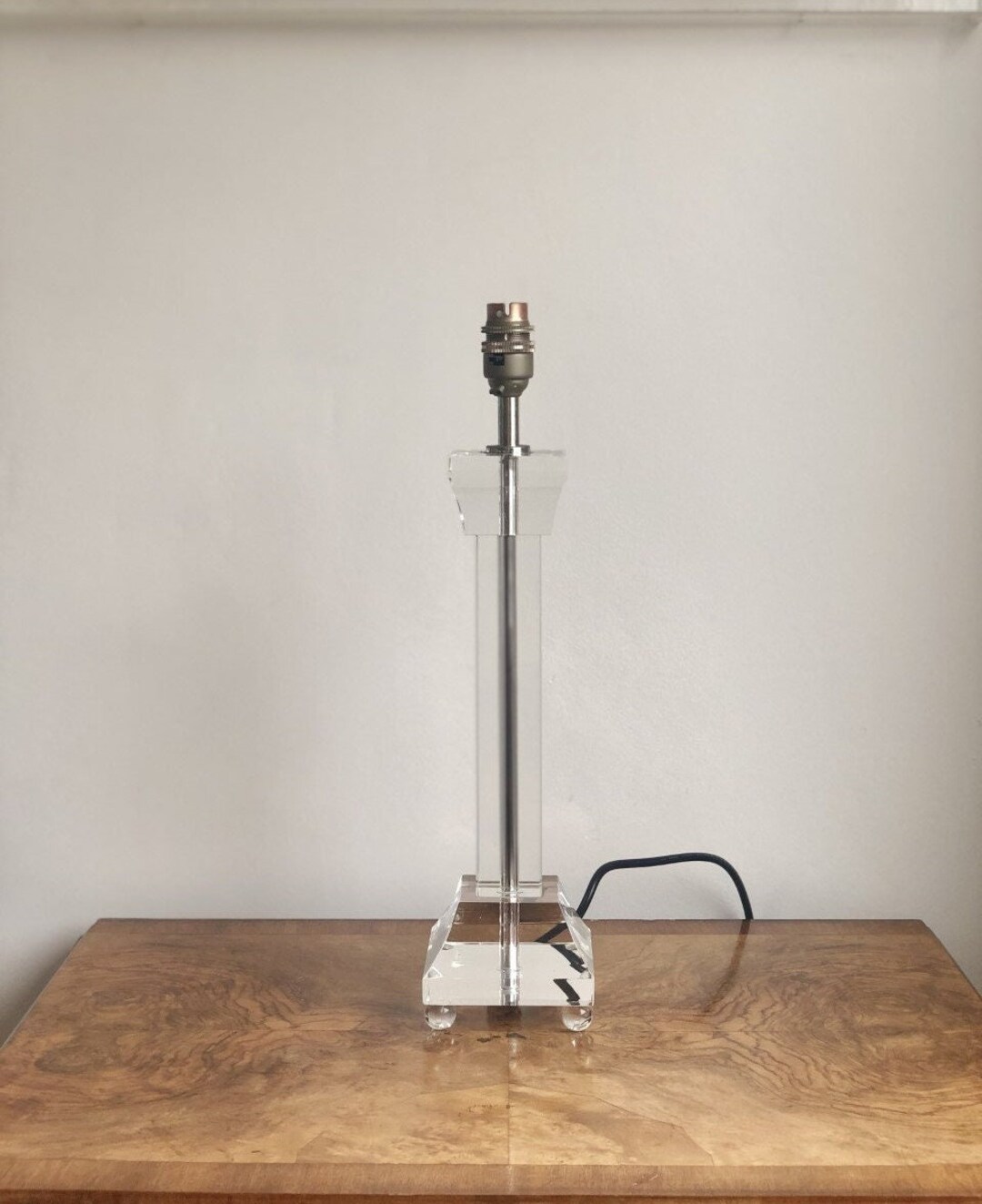 Vintage Tall Slim Crystal Glass Column Table Lamp, Minimal Modern Tall ...