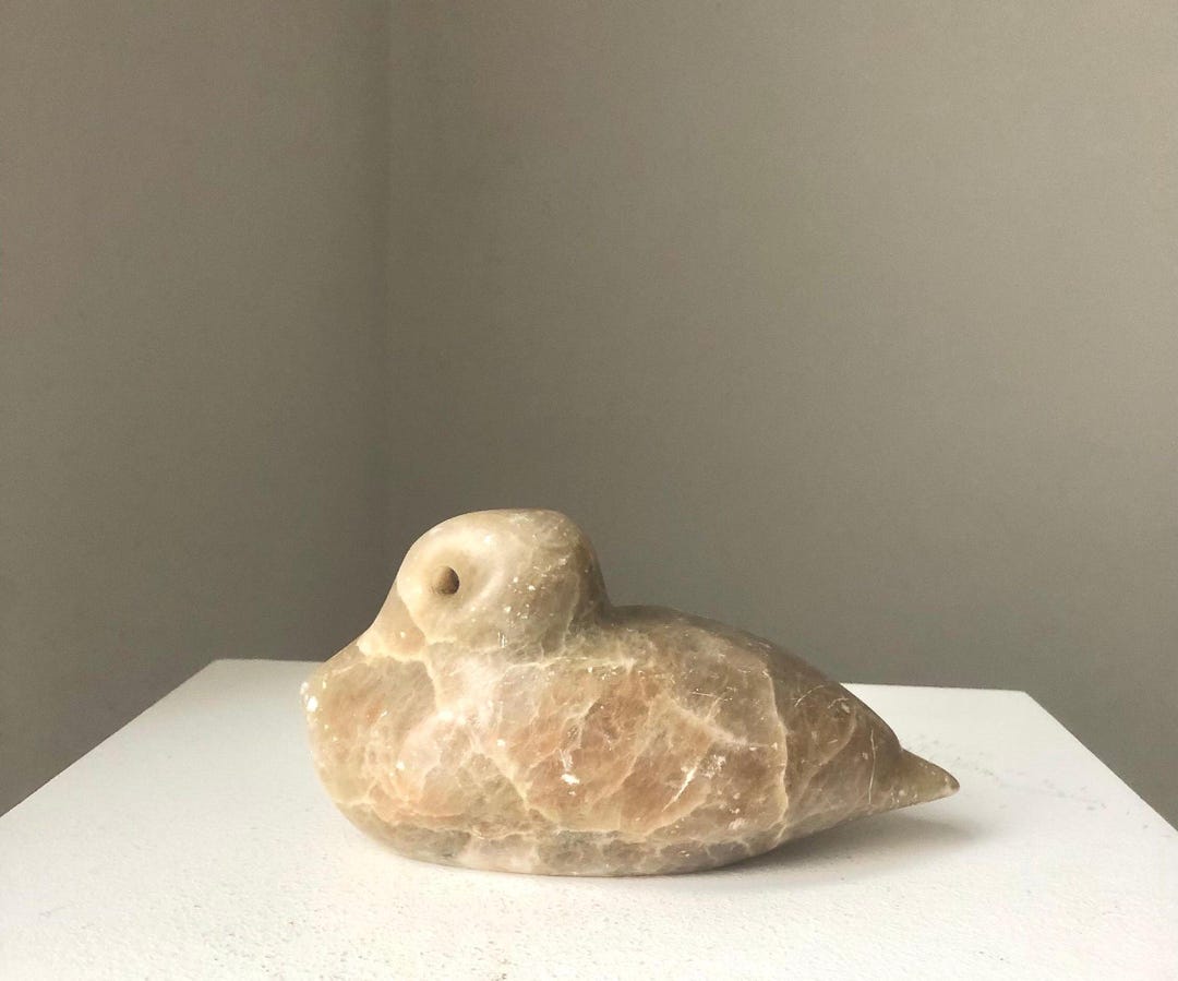 Vintage Hand Carved Alabaster Duck Figurine: Stone Bird Sculpture - Etsy
