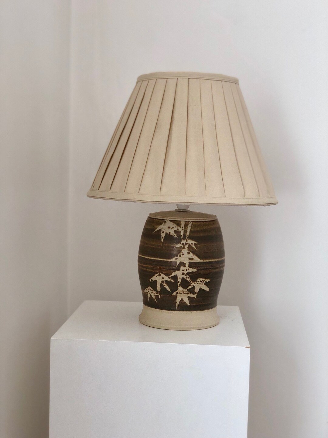 Vintage Rustic Abstract Design Ceramic Table Lamp, 1960s Studio Pottery ...