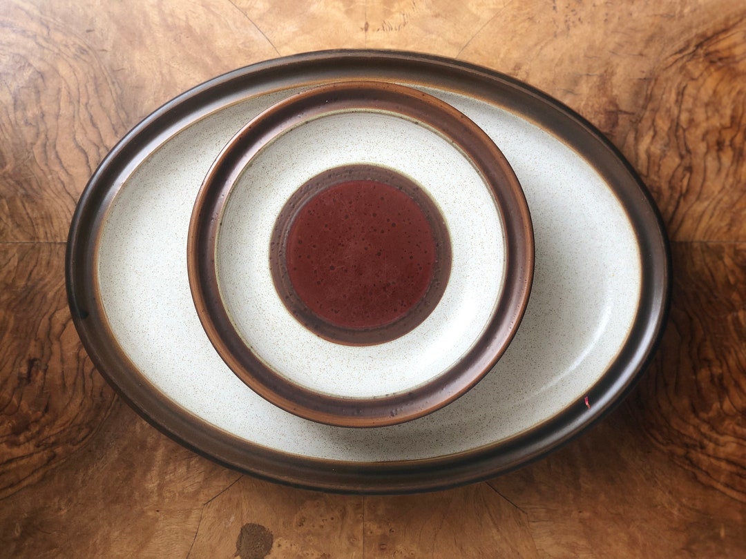 7-piece Vintage Retro 70s Brown Serving Platters and Small Plates ...