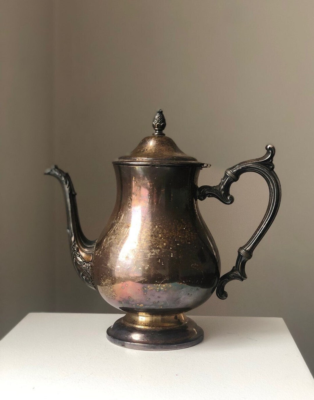 Vintage WM Rogers Silver Tea Pot, Old Style Silver Coffee Pot ...