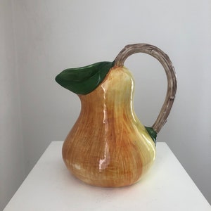 Vintage Italian Majolica Yellow Pear Jug, Hand Made Bassano Ceramic ...