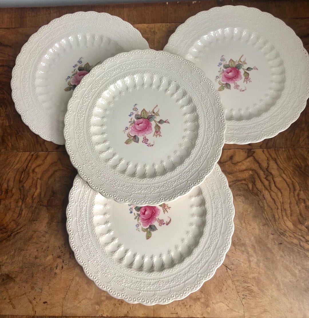 4-piece Vintage Copeland Spode Pink Rose Floral Starter Plates, Spode's ...
