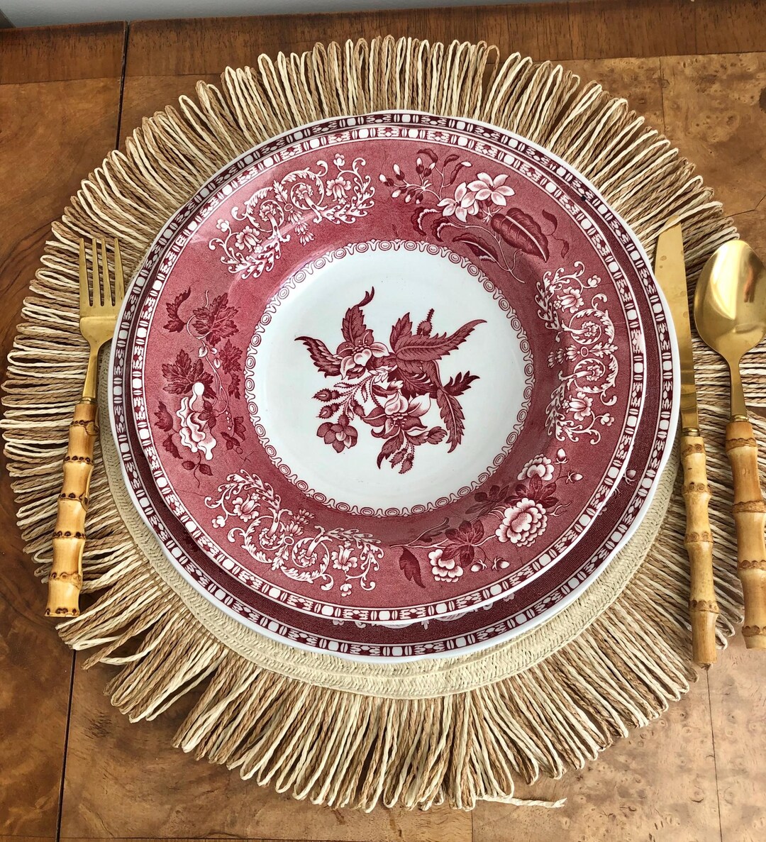 12-piece Vintage Spode Red Floral Plates English Traditional Tableware ...