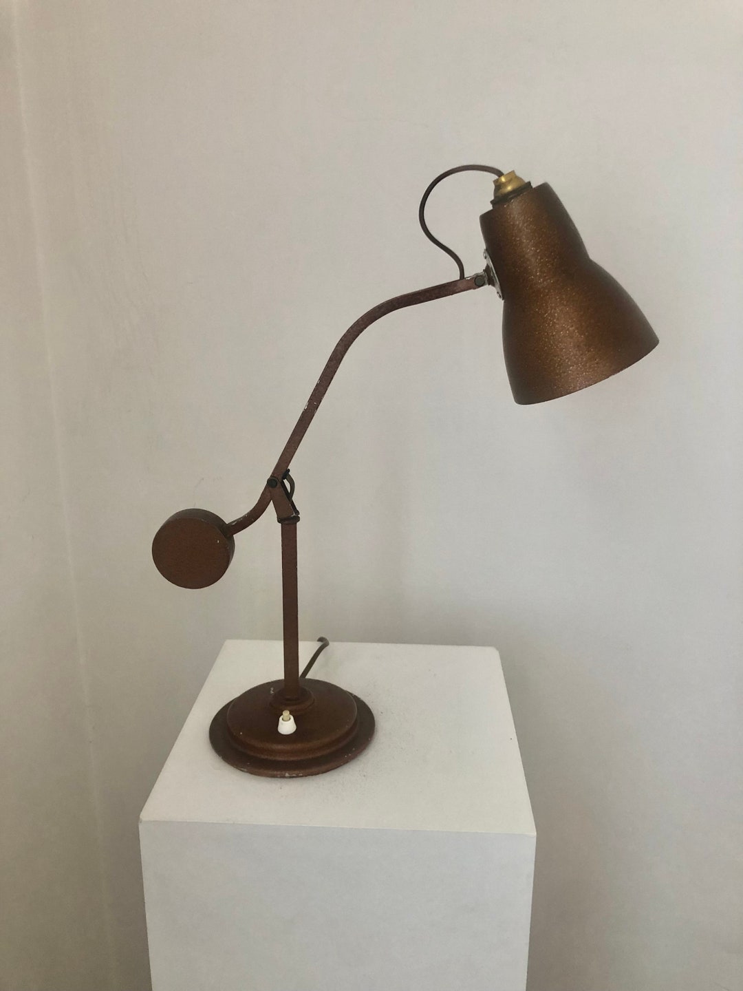 Vintage 1940s Hadrill and Horstmann Balance Desk Lamp, Patinated Bronze ...