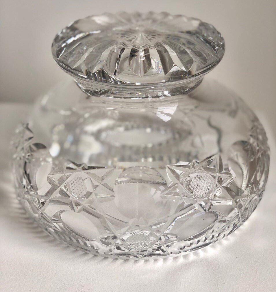 Vintage Large Heavy Crystal Glass Round Pedestal Serving Dish, Royal ...