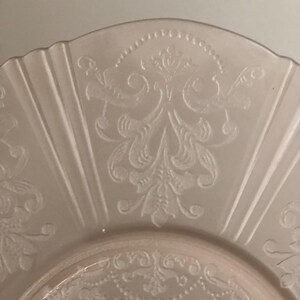 Vintage Large Round Pink Glass Serving Platter With Etched Flowers ...