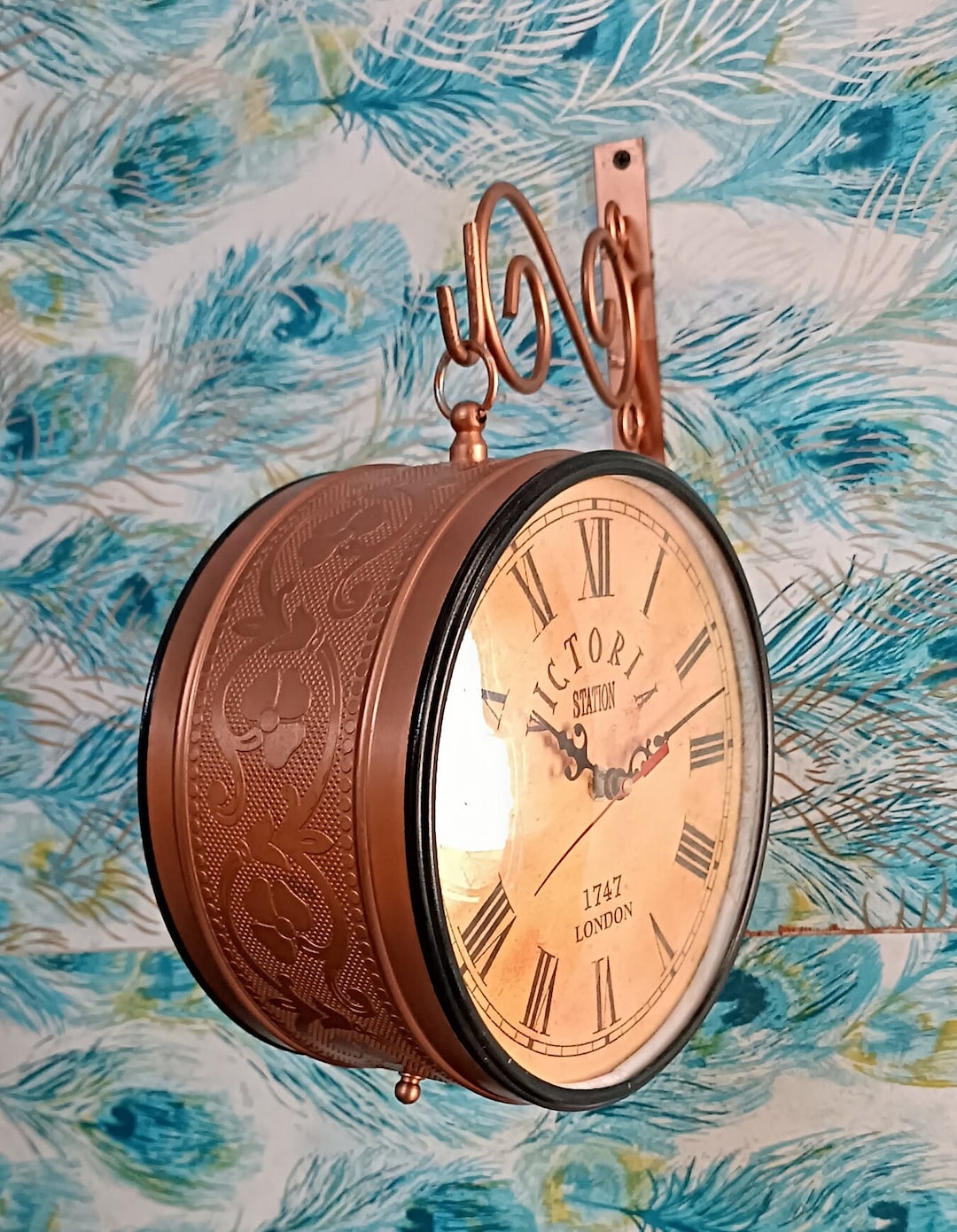 Railway Platform Clock Copper Antique Finish 8 Inches Station Clock ...