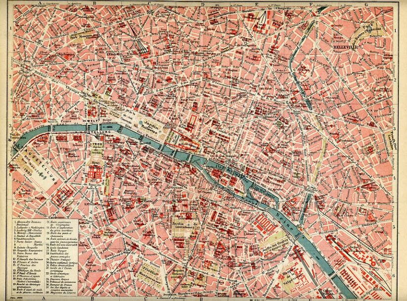 1898 Antique Map PARIS France Paris Topographic Map Old Map - Etsy
