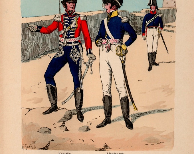 1890 Antique Print = KINGDOM OF SICILY Neapolitan Troops = Military ...