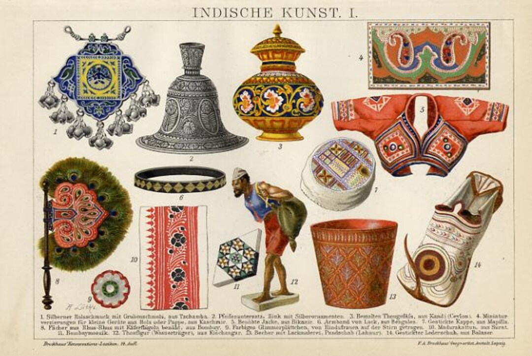 1897 Antique Print = INDIA Ancient Art = Original CHROMOLITHOGRAPHY - Etsy