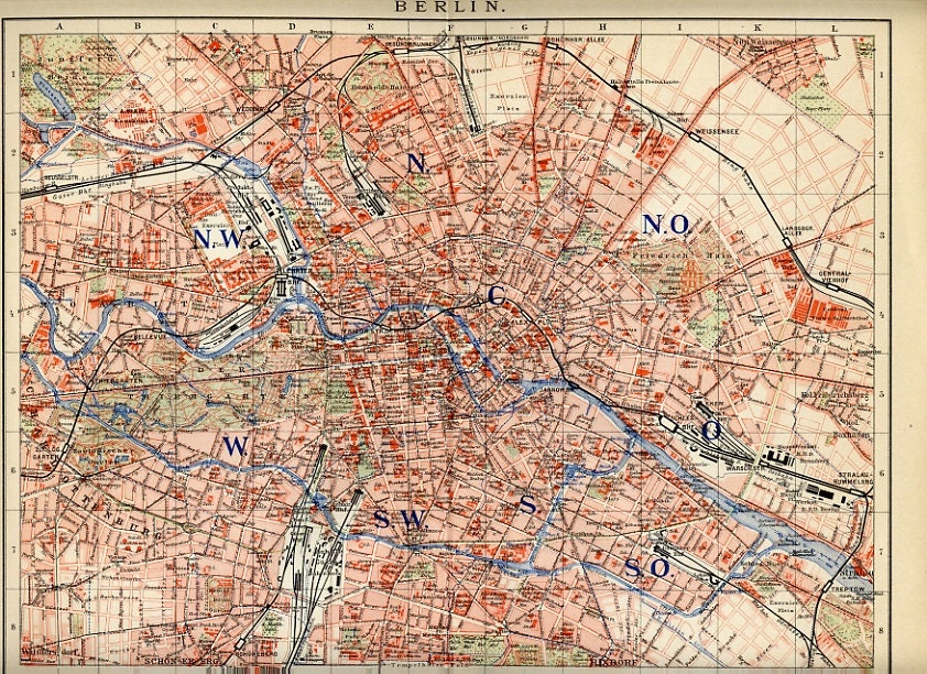 1899 Old Map BERLIN Germany Topographic Map Old Map - Etsy