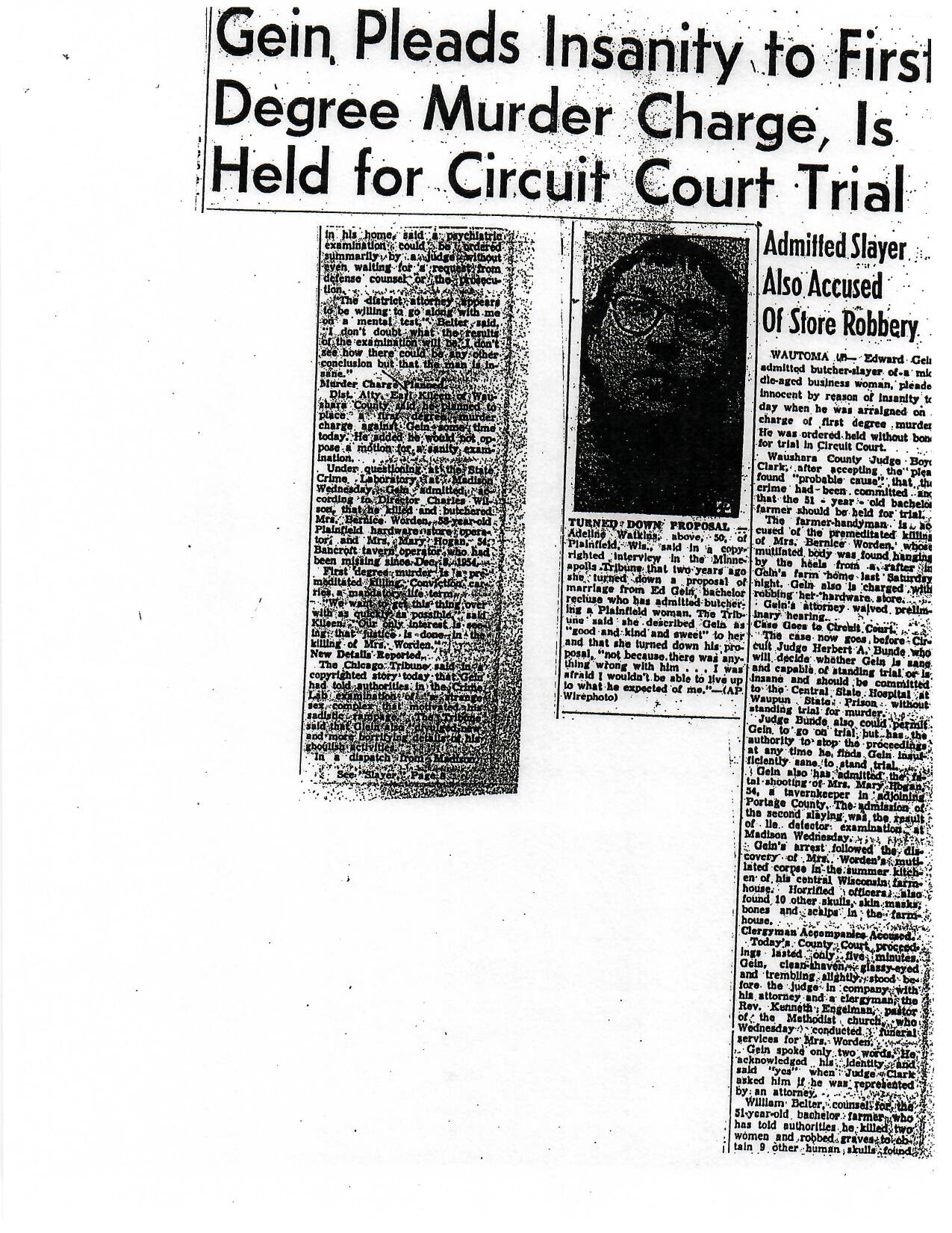 Ed Gein butcher of Plainfield Bernice Worden - Etsy